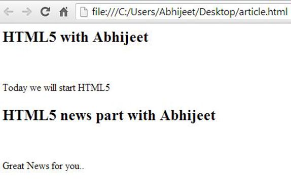 HTML5 Main Structural Elements